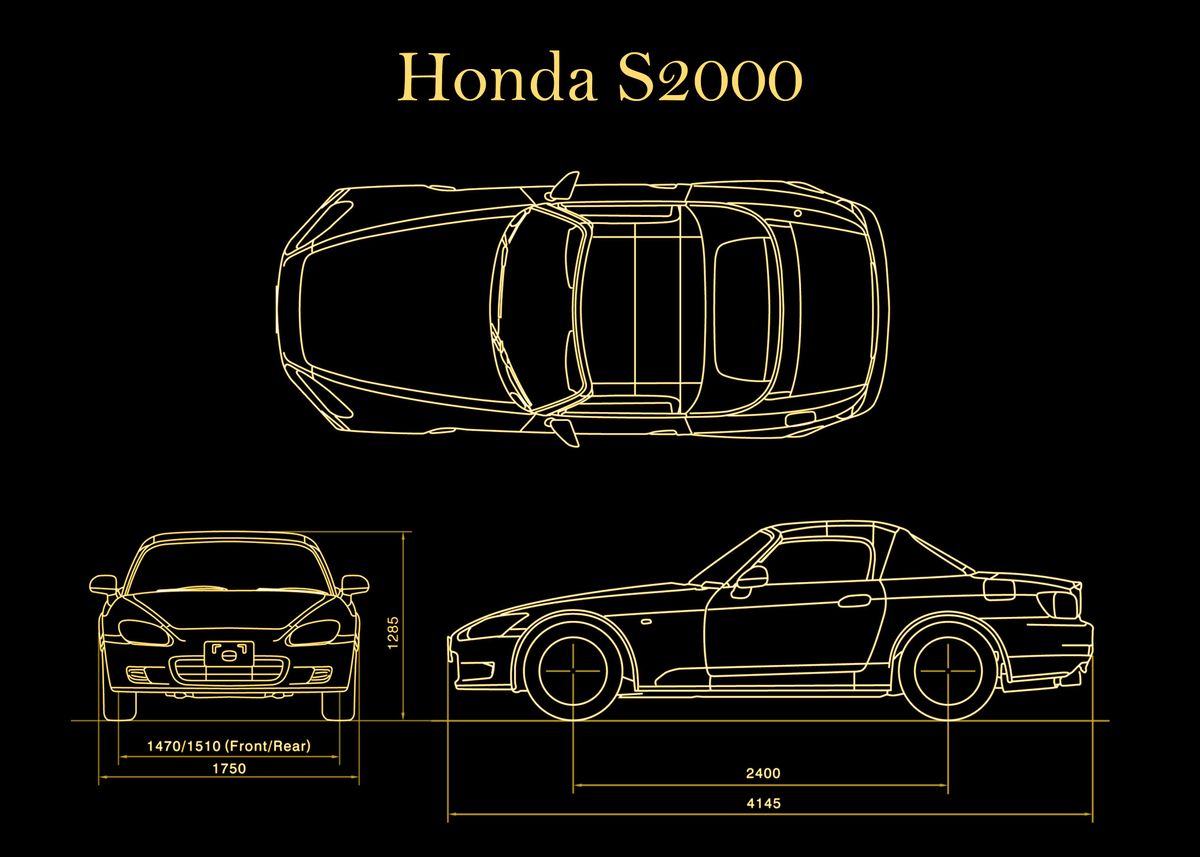 'Honda S2000 2005 Blueprint' Poster, picture, metal print, paint by B ...