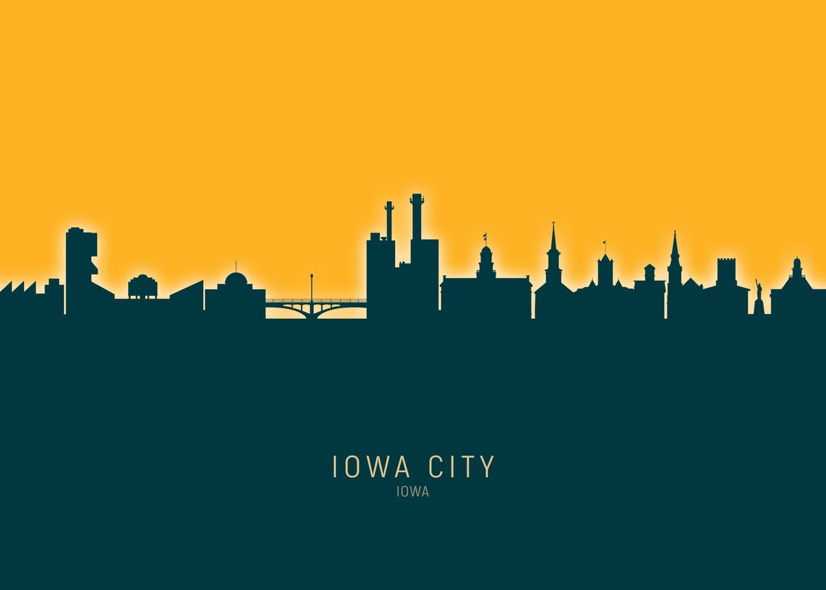 'Iowa City Skyline Iowa' Poster, picture, metal print, paint by Michael ...