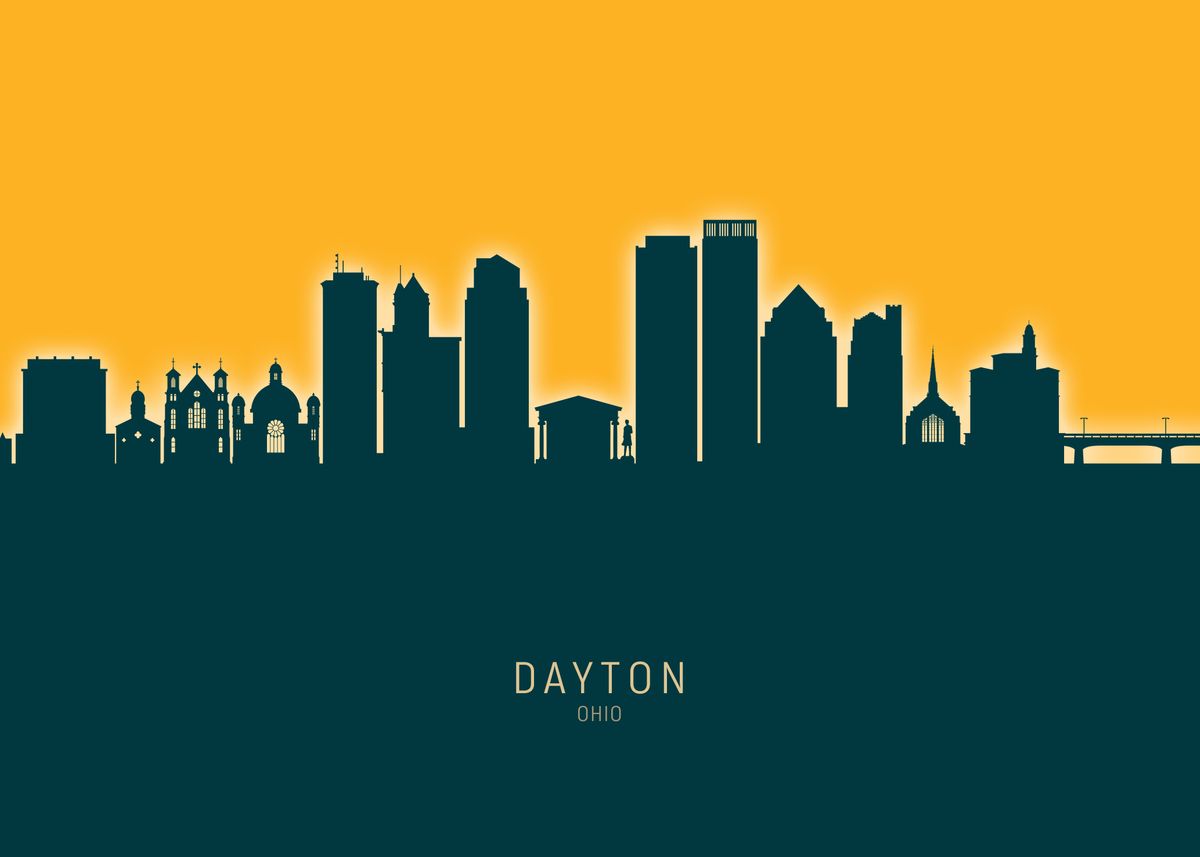 'Dayton Skyline Ohio' Poster, picture, metal print, paint by Michael ...
