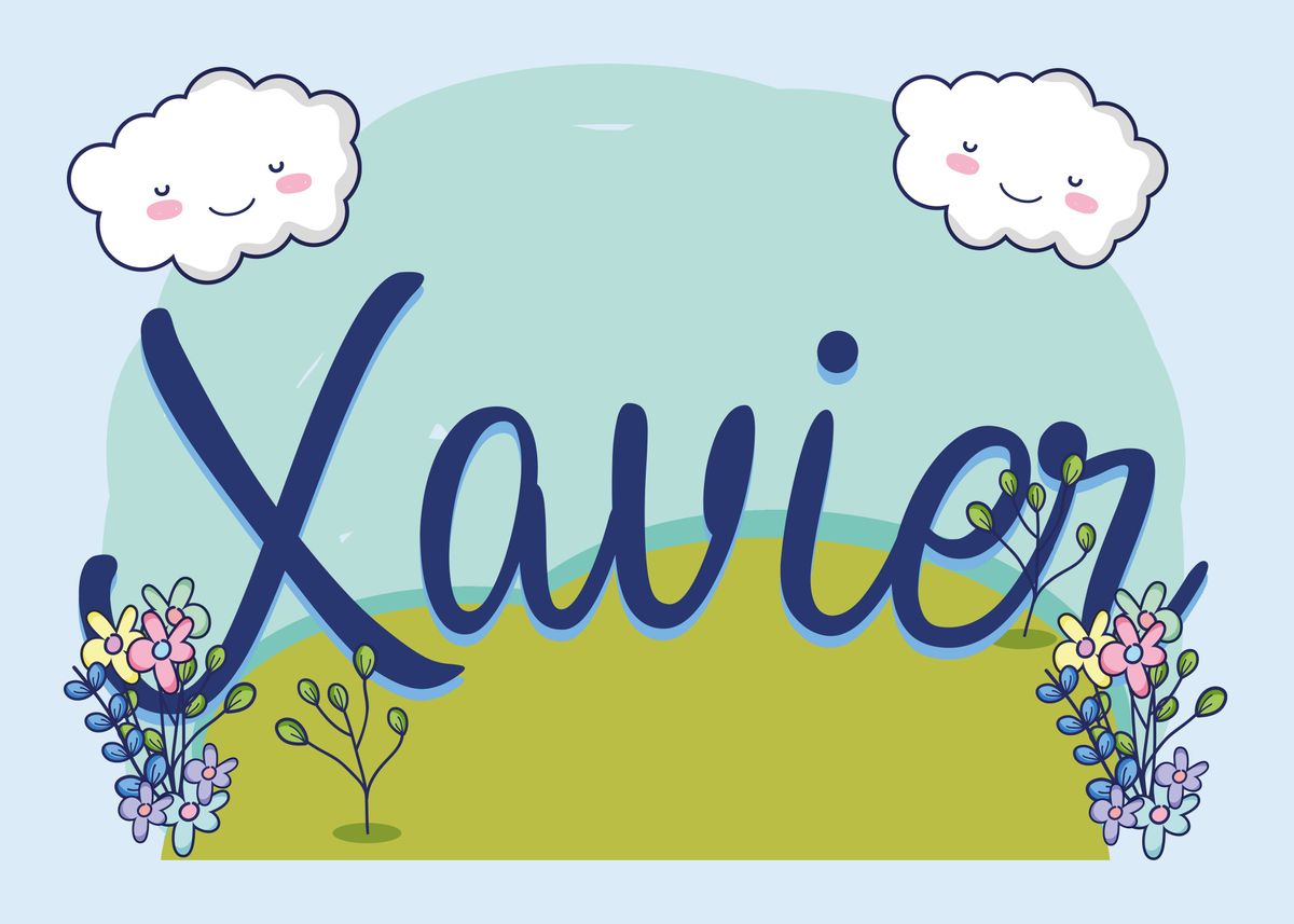 'XAVIER Baby Name Sign Gift' Poster, picture, metal print, paint by ...