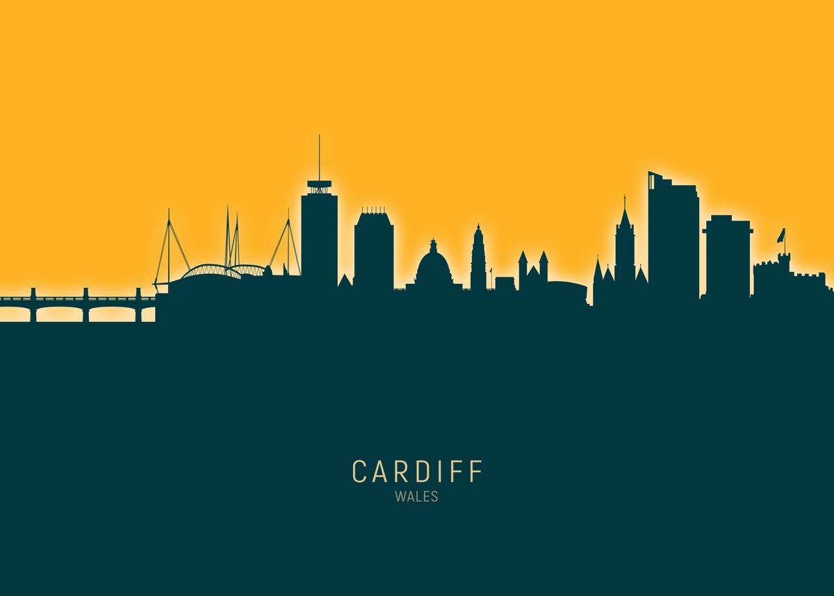 'Cardiff Skyline Wales' Poster by Michael Tompsett | Displate
