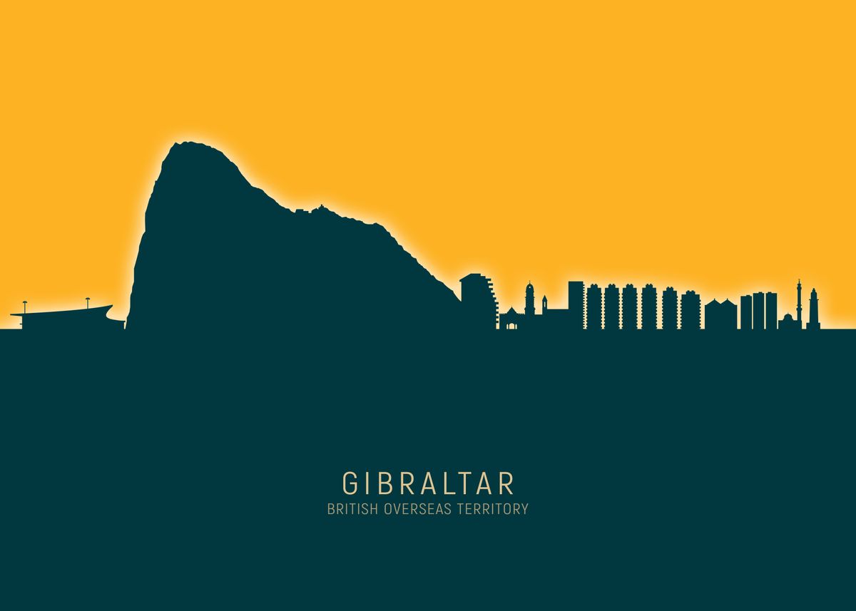 'Gibraltar Skyline' Poster, picture, metal print, paint by Michael ...