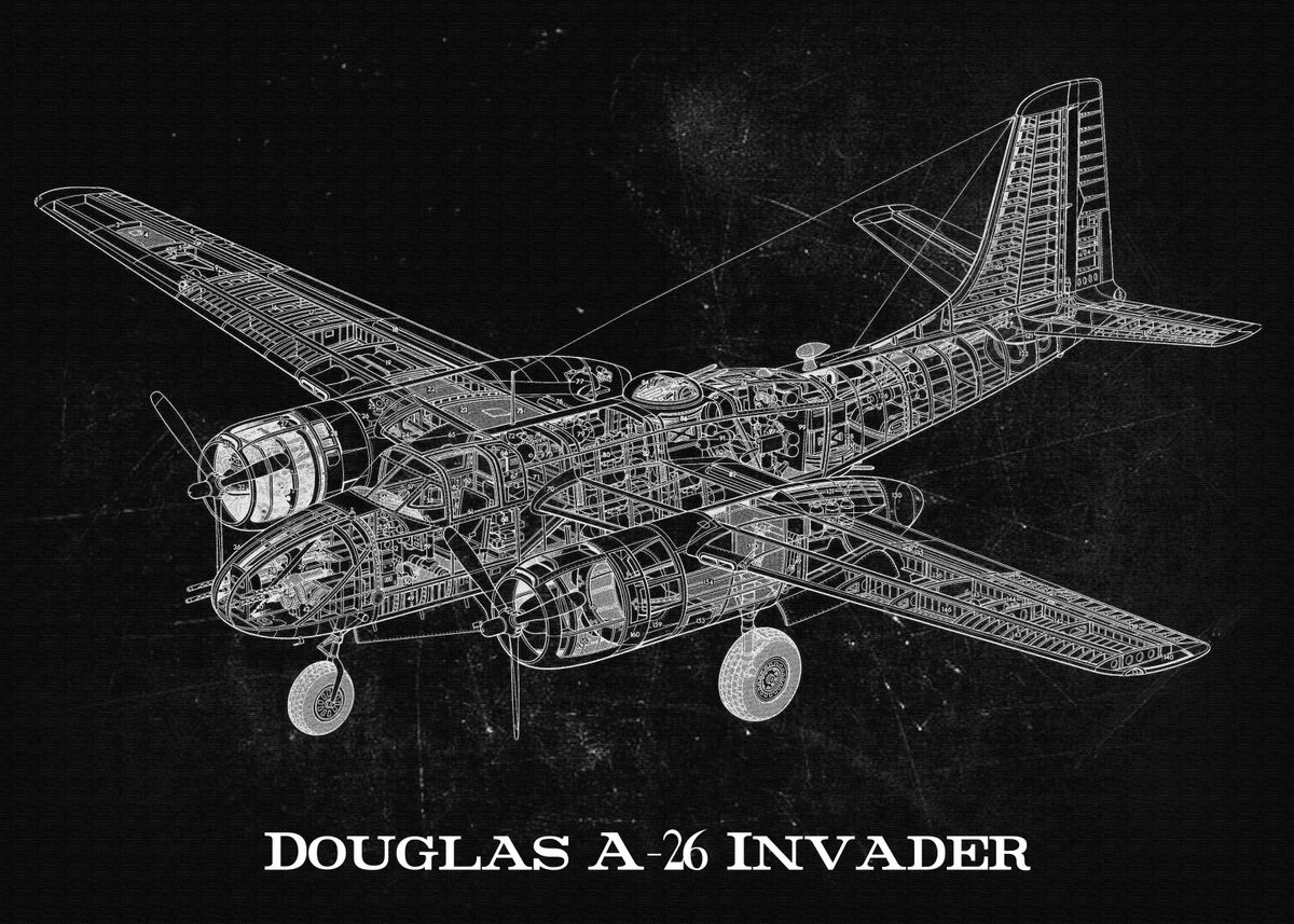 'Douglas A26 Invader' Poster, picture, metal print, paint by JAT ...