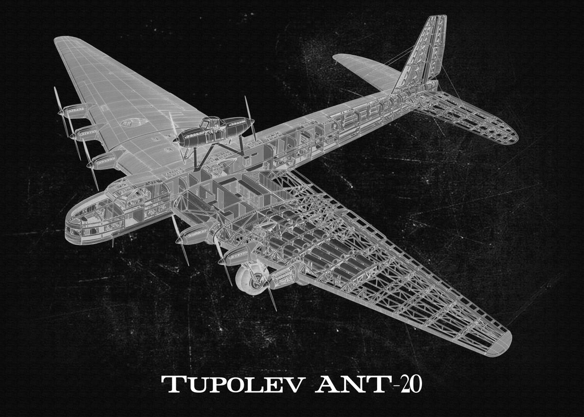 'Tupolev ANT20' Poster, picture, metal print, paint by JAT DESIGNS ...