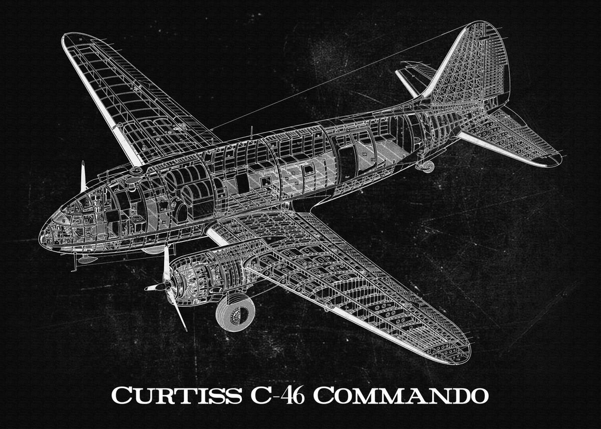 'Curtiss C46 Commando' Poster by JAT DESIGNS | Displate