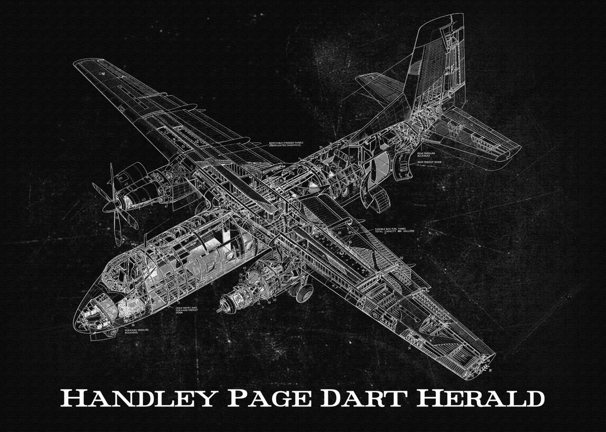 'Handley Page Dart Herald' Poster, picture, metal print, paint by JAT ...