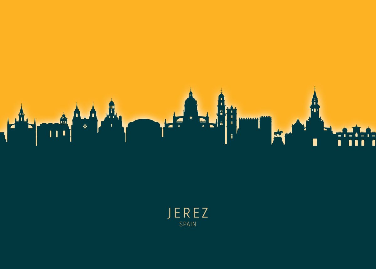 'Jerez Skyline Spain' Poster, picture, metal print, paint by Michael ...