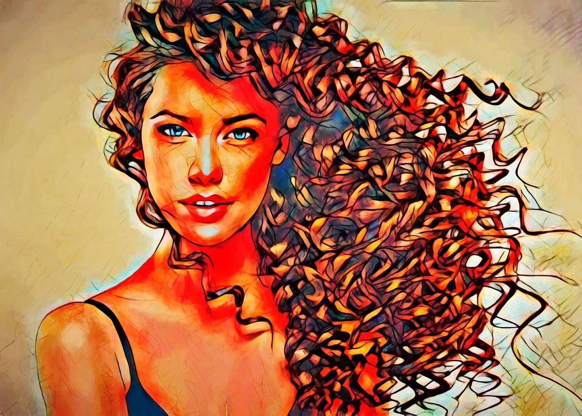 'Curly' Poster, picture, metal print, paint by Aivaras Grauzinis | Displate