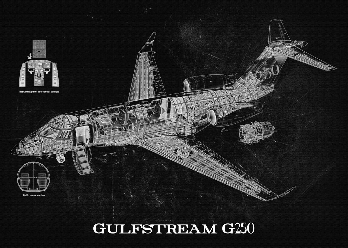 'Gulfstream G250' Poster by JAT DESIGNS | Displate