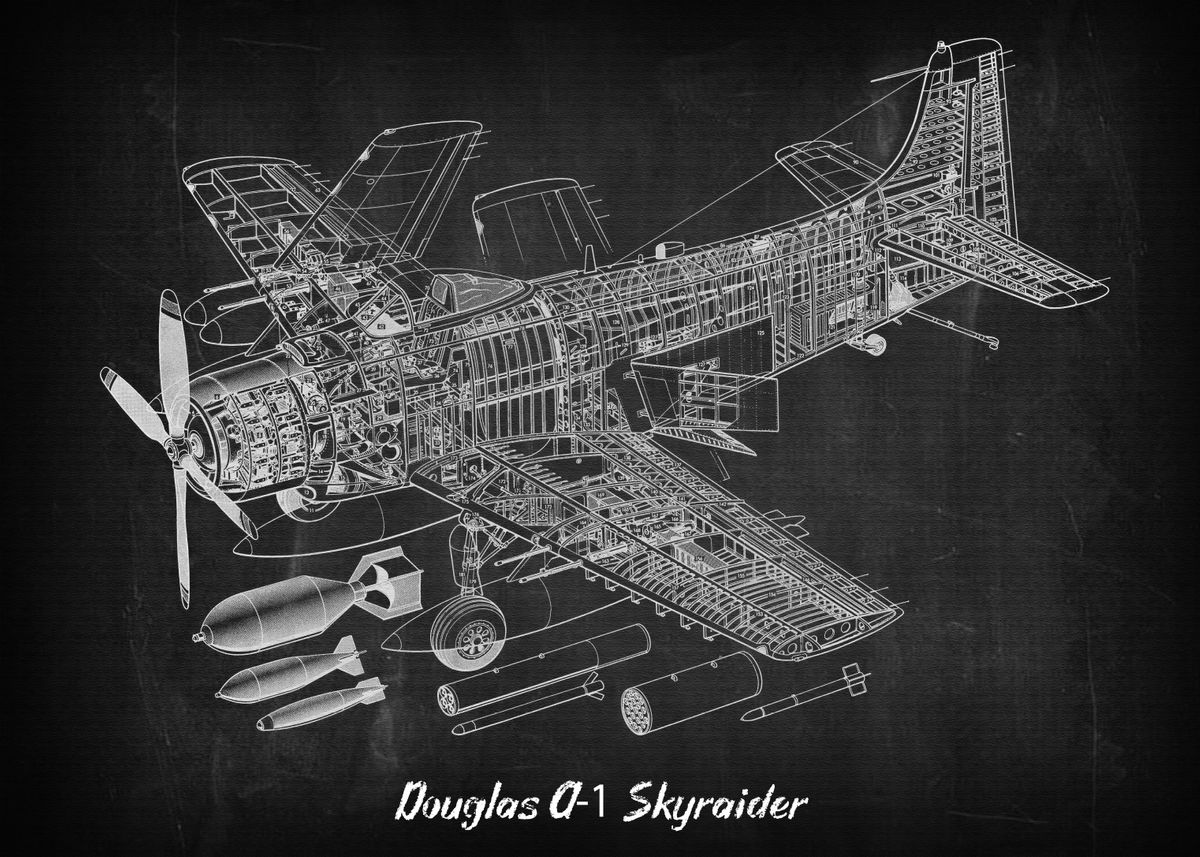 'Douglas A1 Skyraider' Poster by MICHAEL BRUNS PLATES | Displate