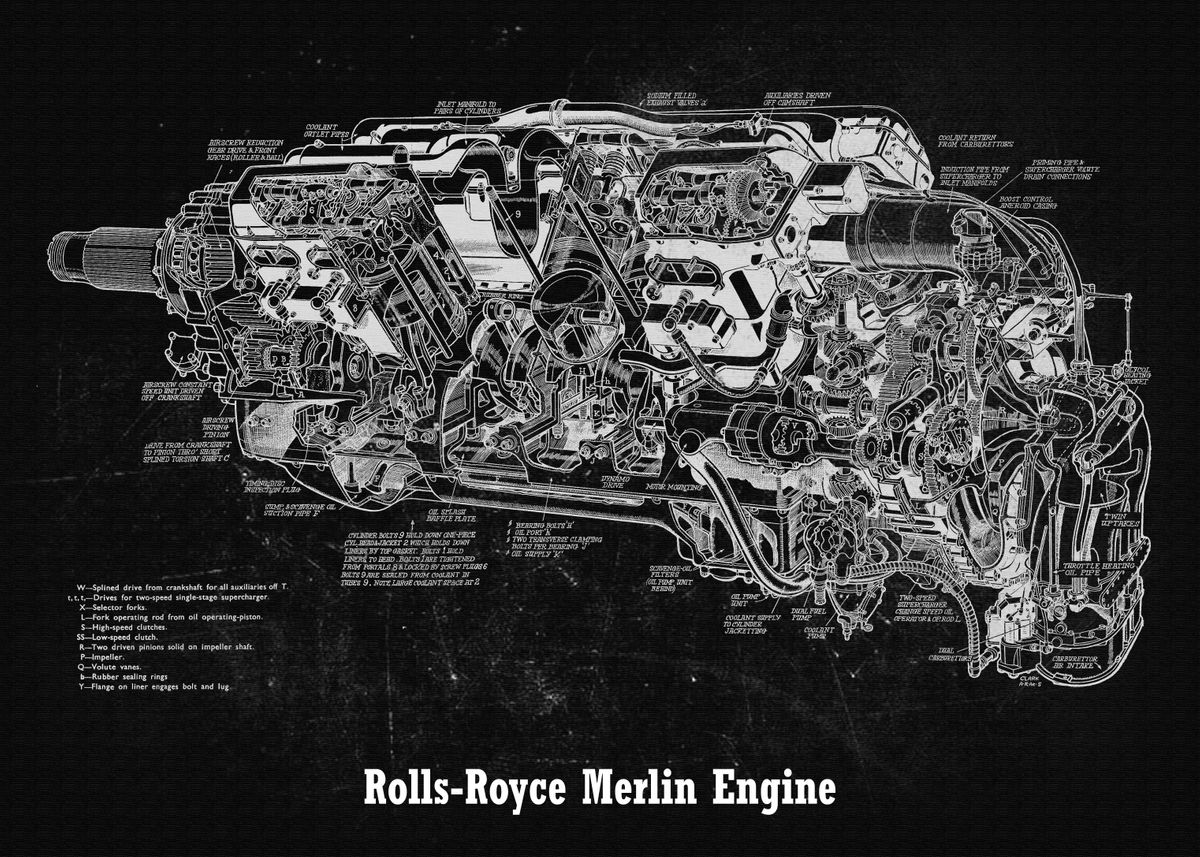 'RollsRoyce Merlin Engine' Poster, picture, metal print, paint by JAT ...