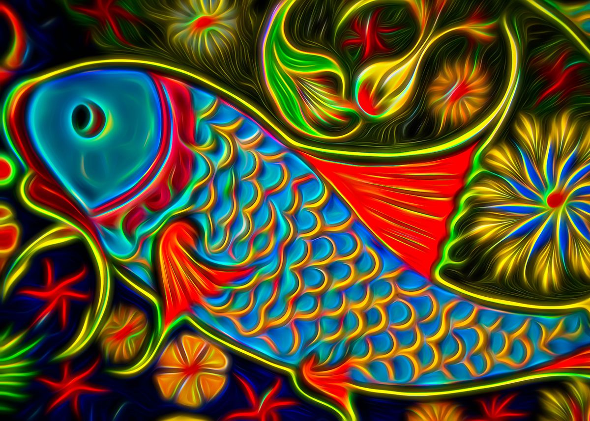 'Neon Fish' Poster by Armstrong | Displate