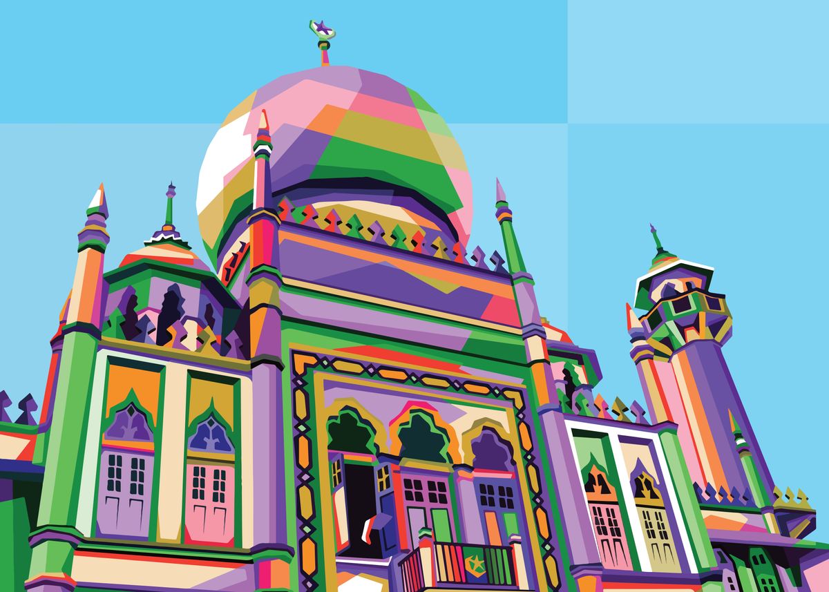'Polychromatic Mosque' Poster, picture, metal print, paint by Cornea ...