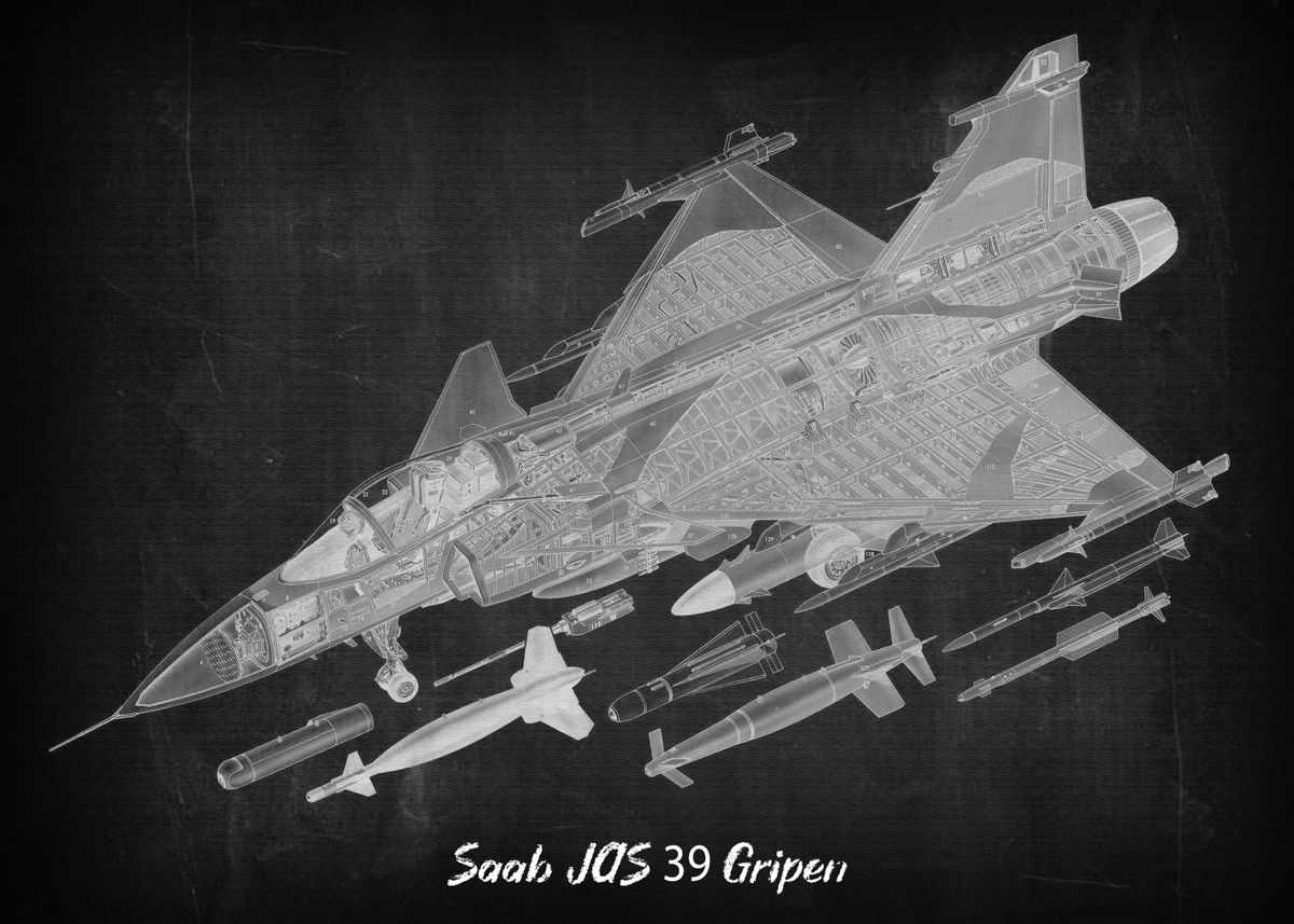 'Saab JAS 39 Gripen' Poster, picture, metal print, paint by DAVID CARL ...