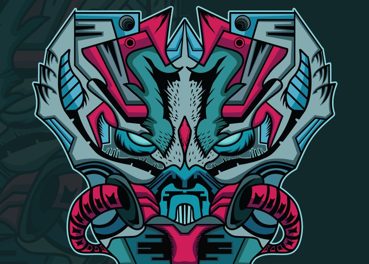 'mecha mask' Poster, picture, metal print, paint by Nixon Pratama ...