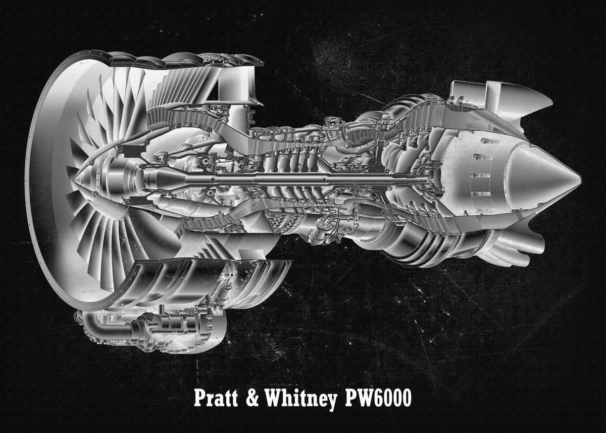 'Pratt Whitney PW6000' Poster, picture, metal print, paint by JAT ...