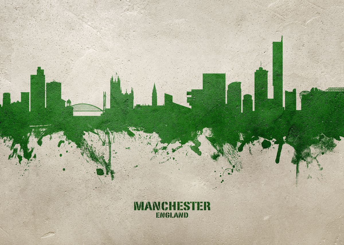 'Manchester Skyline England' Poster by Michael Tompsett | Displate