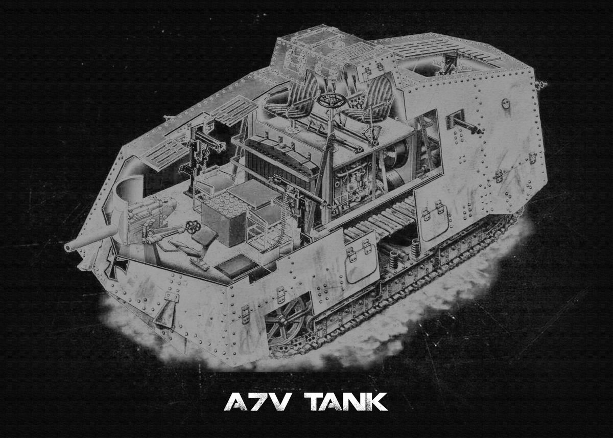 'A7V TANK' Poster, picture, metal print, paint by JAT DESIGNS | Displate