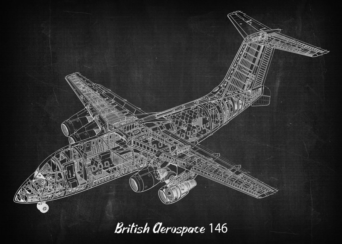 'British Aerospace 146' Poster by MICHAEL BRUNS PLATES | Displate