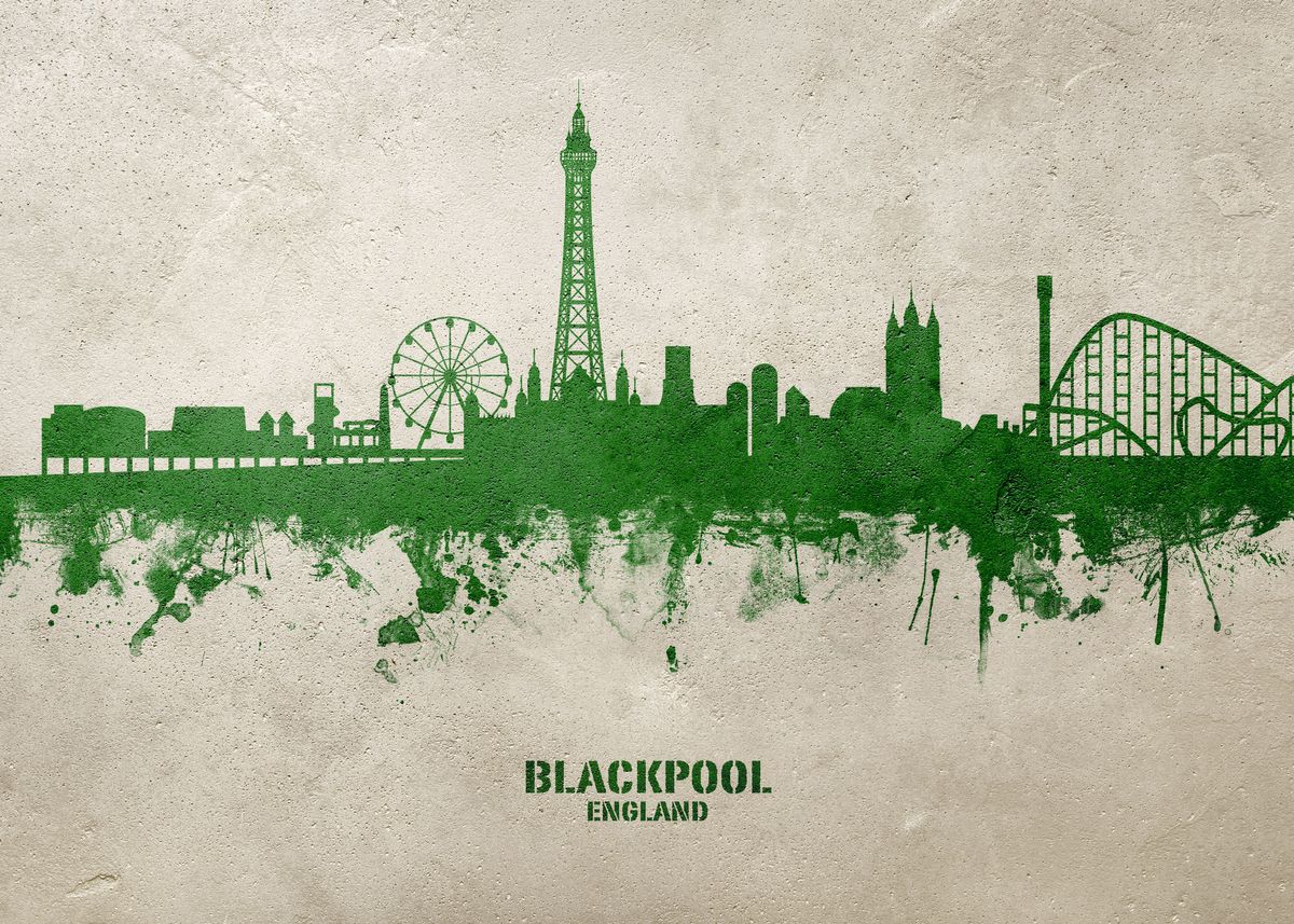 'Blackpool Skyline England' Poster, picture, metal print, paint by ...