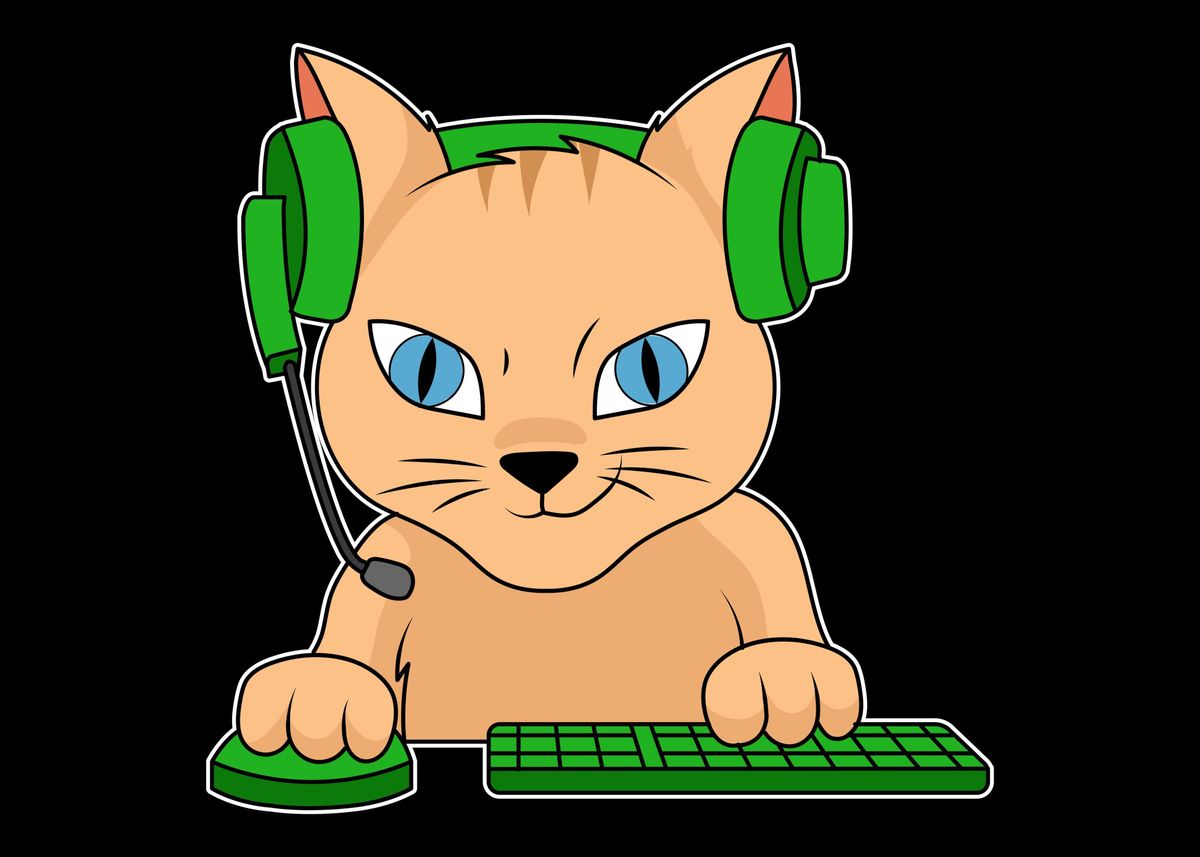 'Cat Gamer Player' Poster by CrazySquirrel | Displate