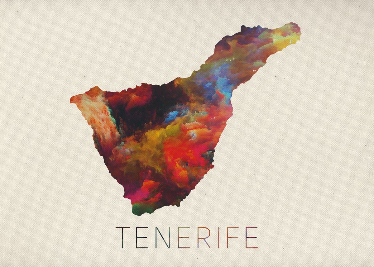 'Tenerife Watercolor Map' Poster, picture, metal print, paint by Design ...