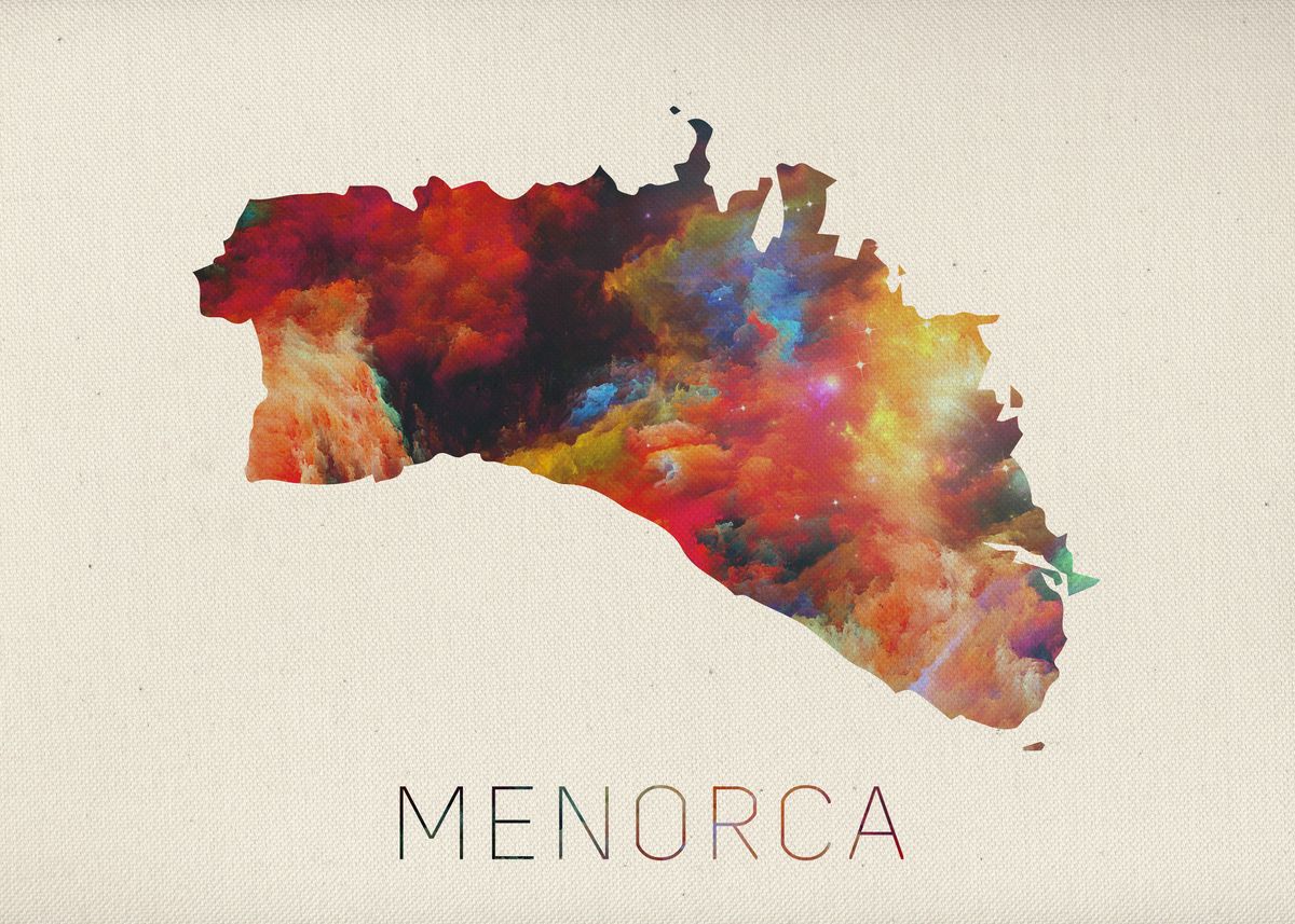 'Menorca Watercolor Map' Poster, picture, metal print, paint by Design ...