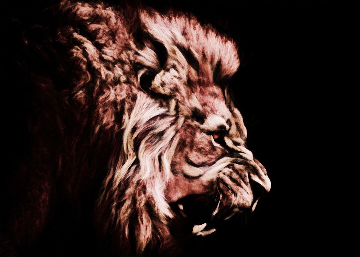 'Angry Lion' Poster, picture, metal print, paint by Aivaras Grauzinis ...