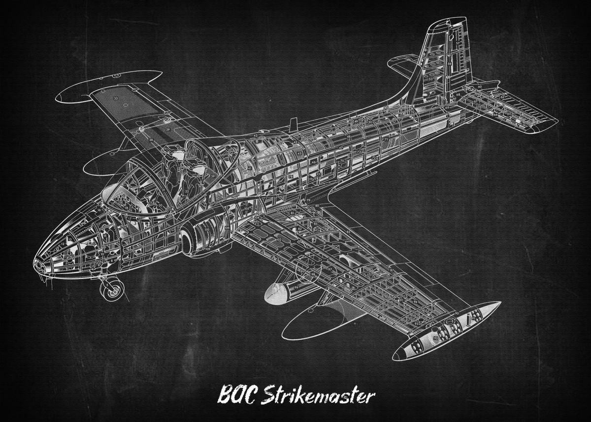 'BAC Strikemaster' Poster by MICHAEL BRUNS PLATES | Displate