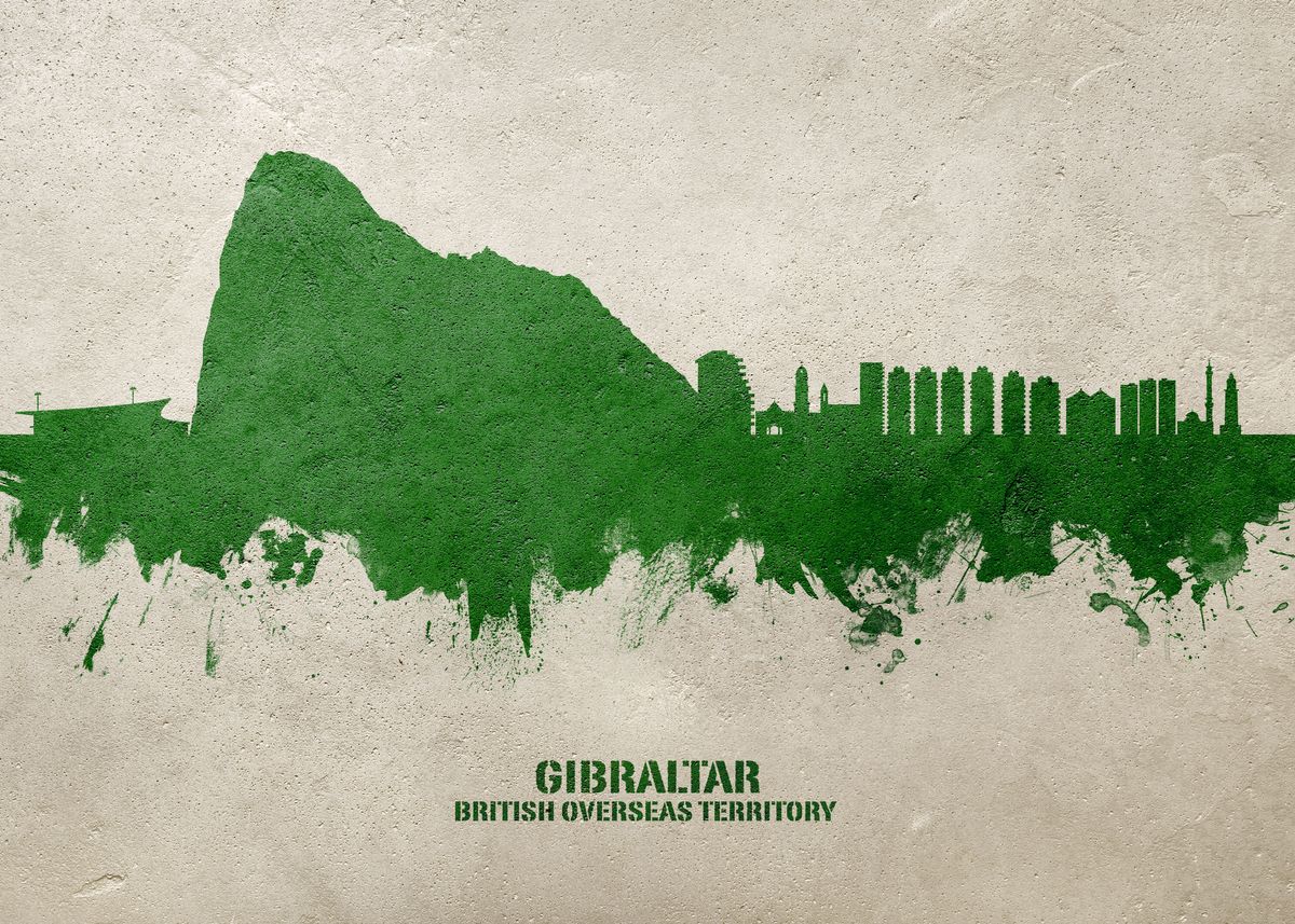 'Gibraltar Skyline' Poster, picture, metal print, paint by Michael ...