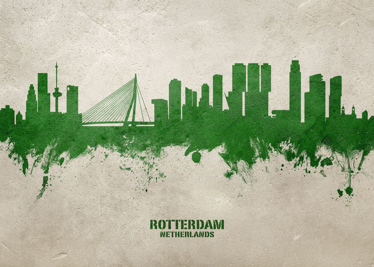 'Rotterdam Skyline' Poster by Michael Tompsett | Displate