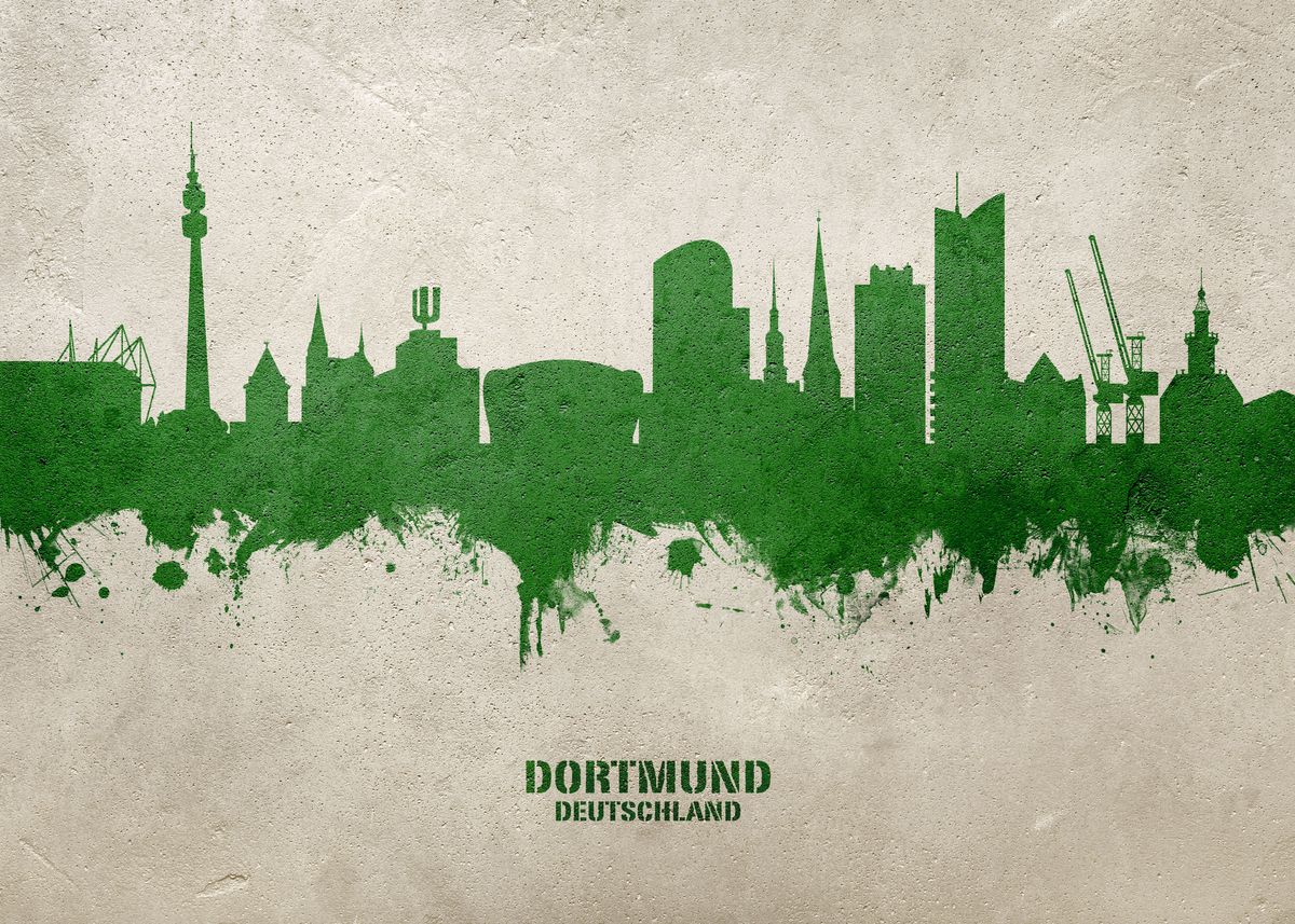 'Dortmund Skyline' Poster, picture, metal print, paint by Michael ...
