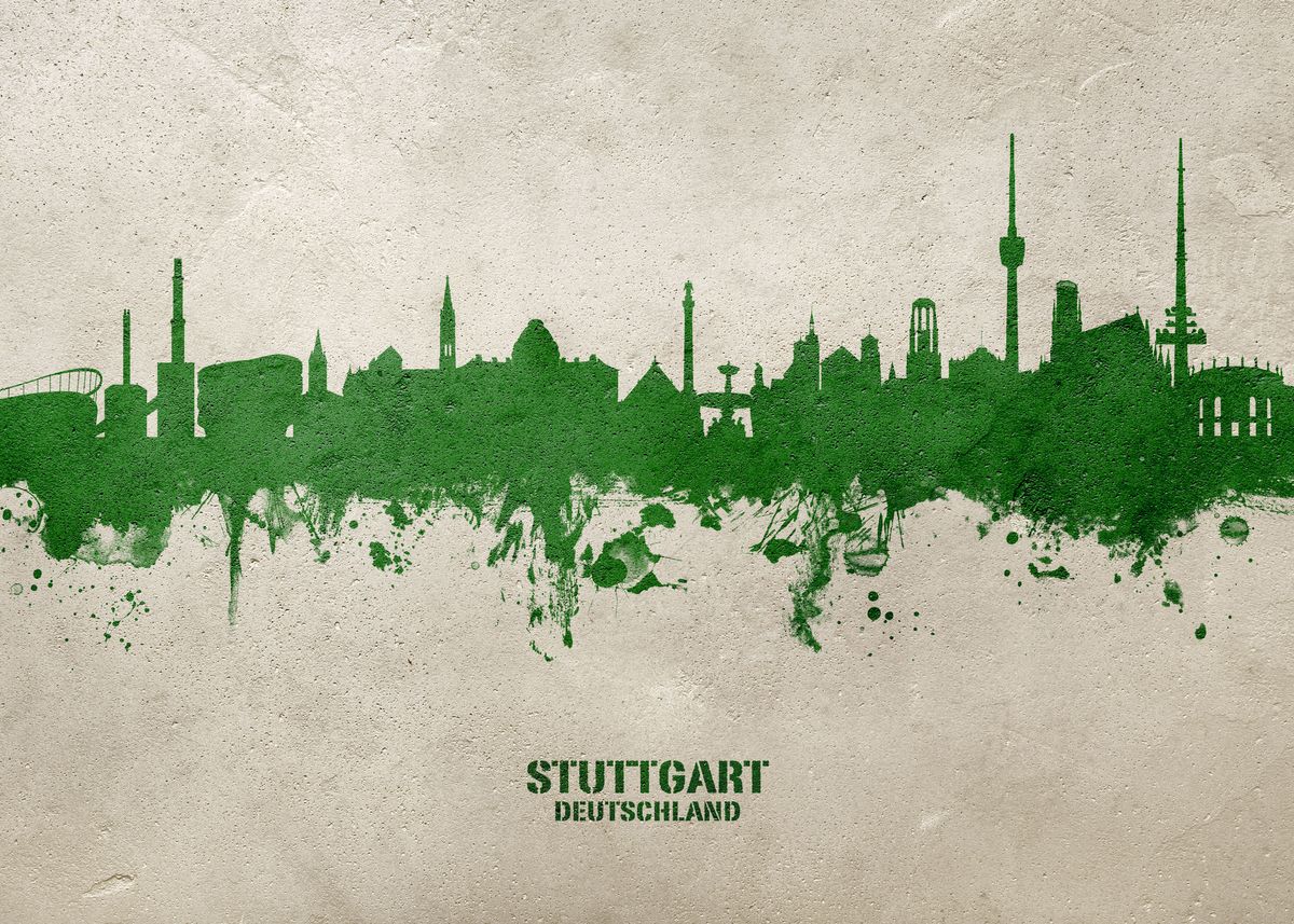 'Stuttgart Skyline' Poster, picture, metal print, paint by Michael ...