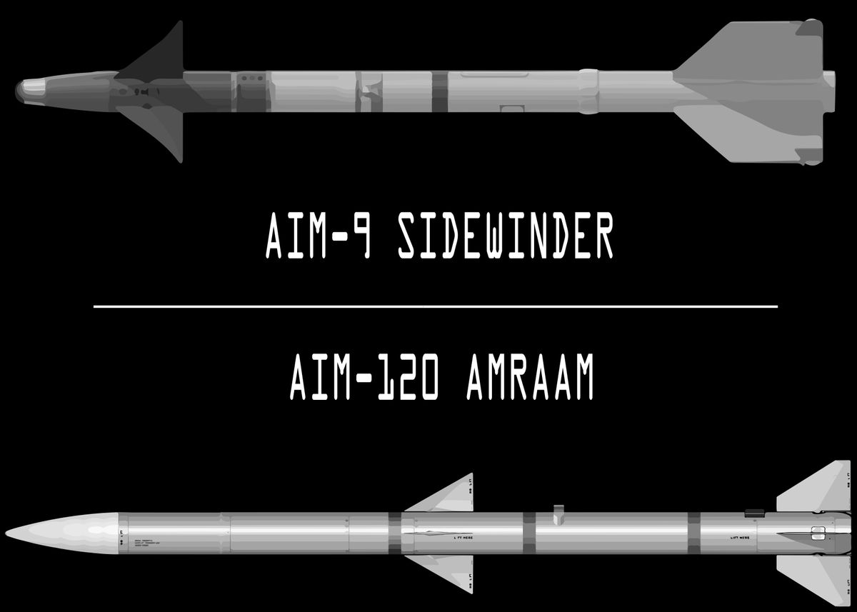 'Sidewinder AMRAAM Profile ' Poster, picture, metal print, paint by ...