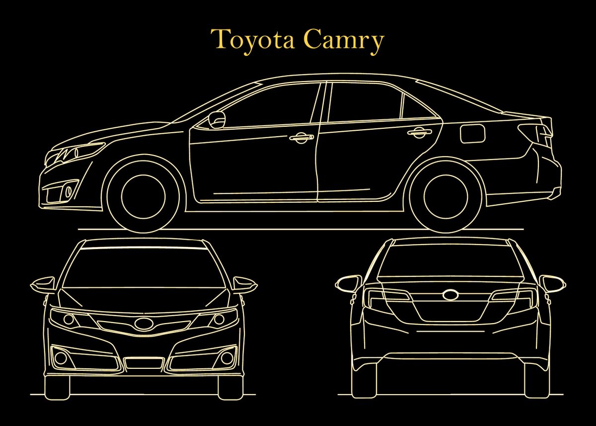 'Toyota Camry 2013 gold ' Poster, picture, metal print, paint by B & W ...