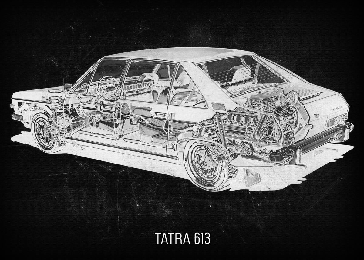 'Tatra 613' Poster, picture, metal print, paint by JAT DESIGNS | Displate