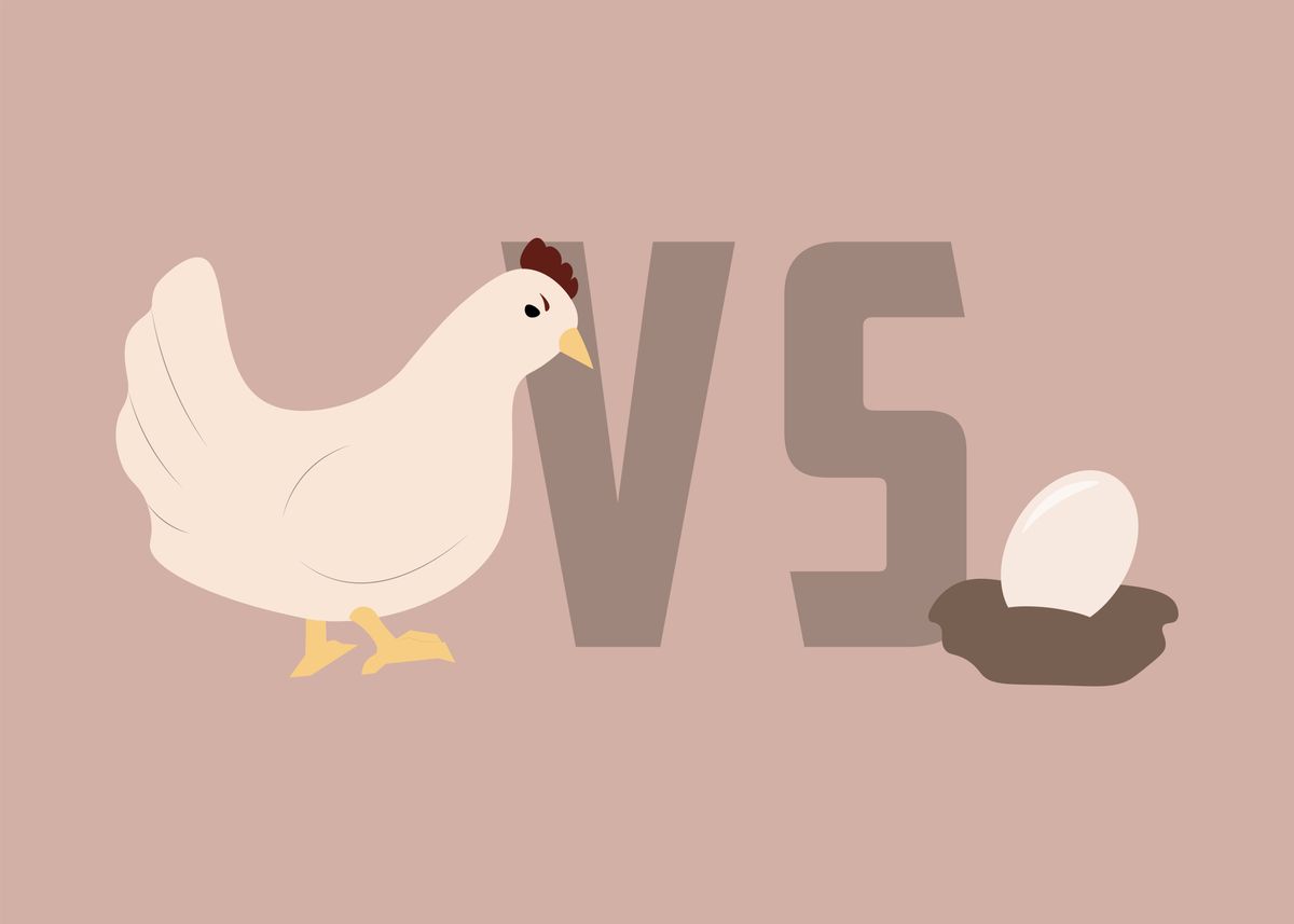 'Chicken vs egg' Poster, picture, metal print, paint by Anna Giraud ...