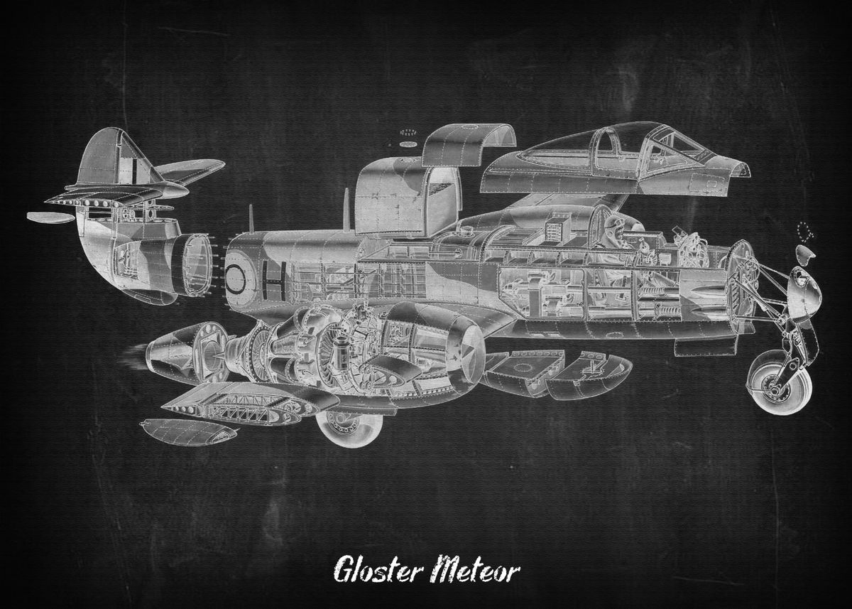 'Gloster Meteor' Poster, picture, metal print, paint by DAVID CARL ...