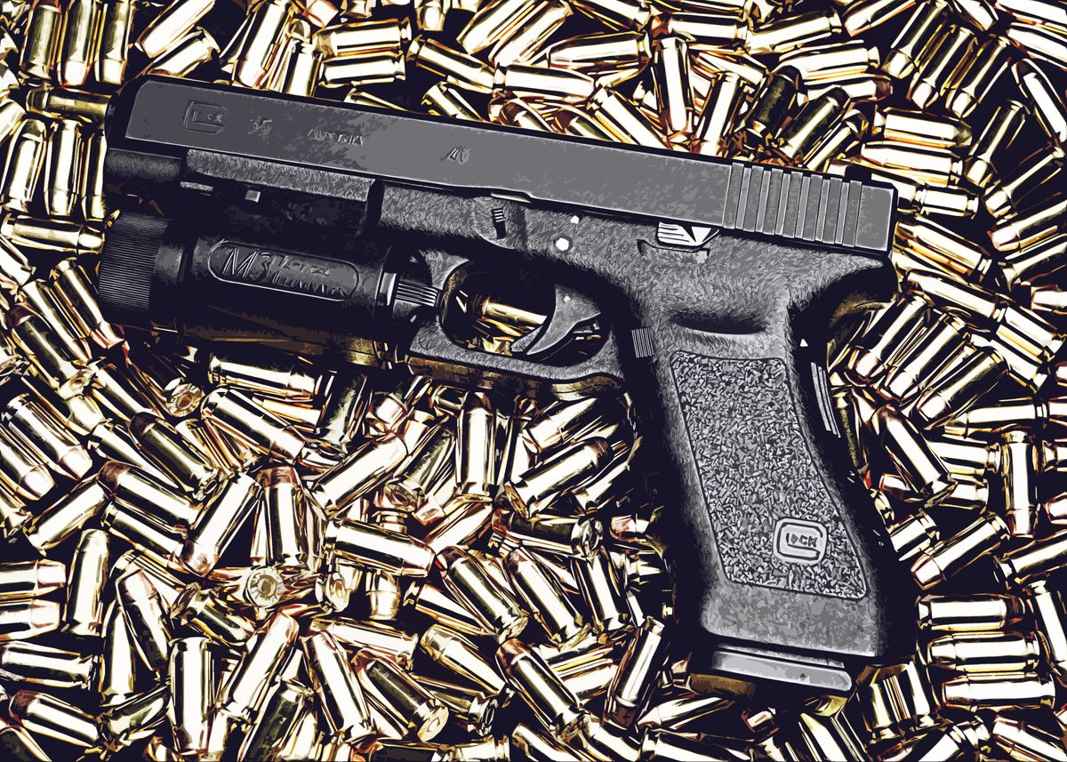 'gun handgun poster' Poster, picture, metal print, paint by Haruka ...