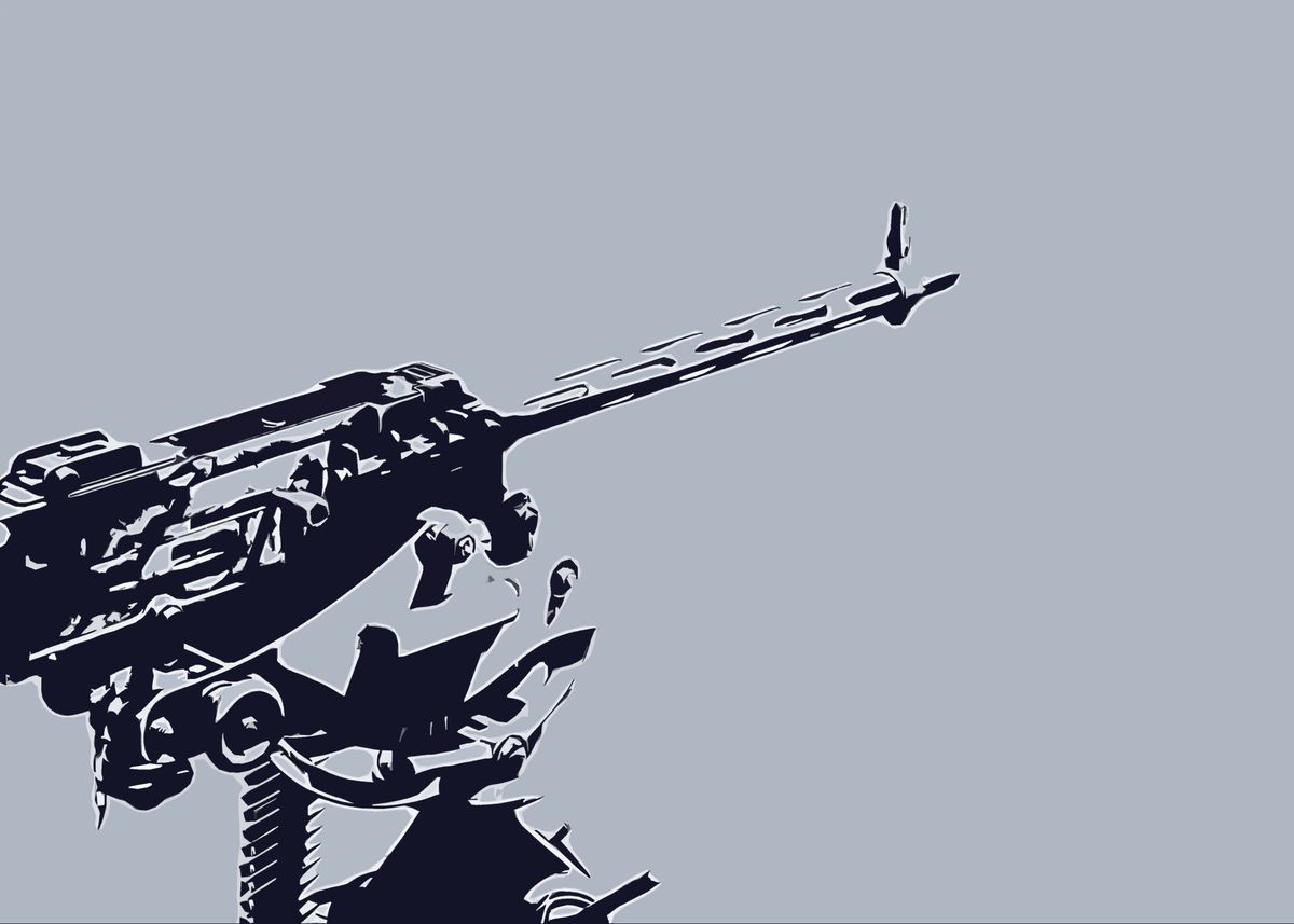 'machine gun poster' Poster, picture, metal print, paint by Haruka ...