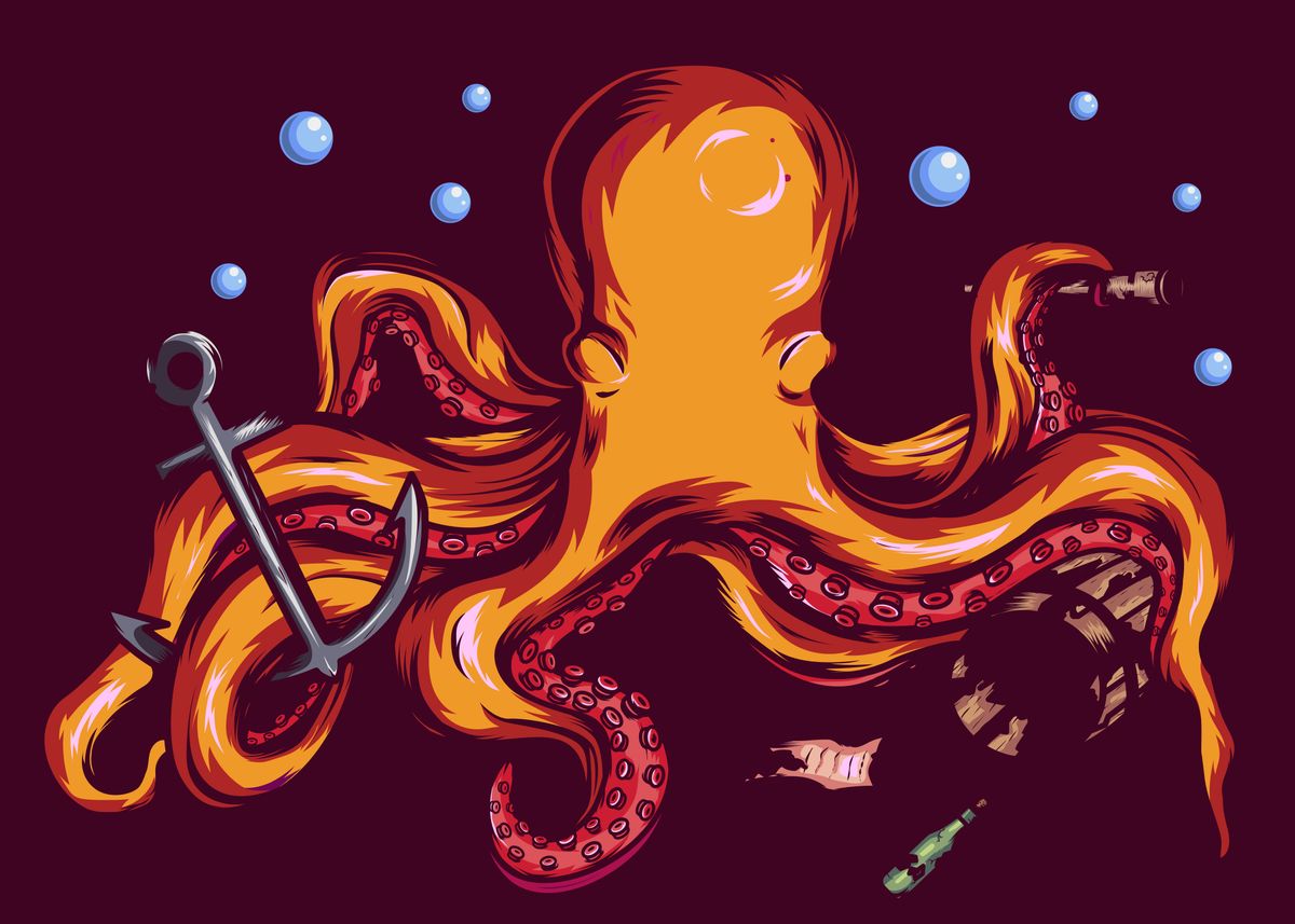 'The Blind Octopus' Poster, picture, metal print, paint by Fikri Fajar ...