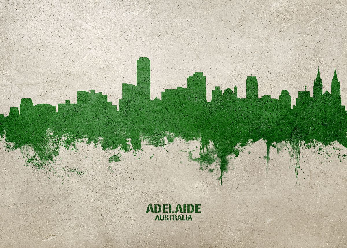 'Adelaide Skyline Australia' Poster, picture, metal print, paint by ...
