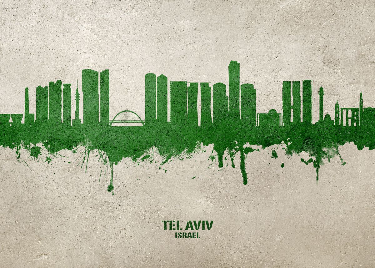 'Tel Aviv Skyline Israel' Poster, picture, metal print, paint by ...