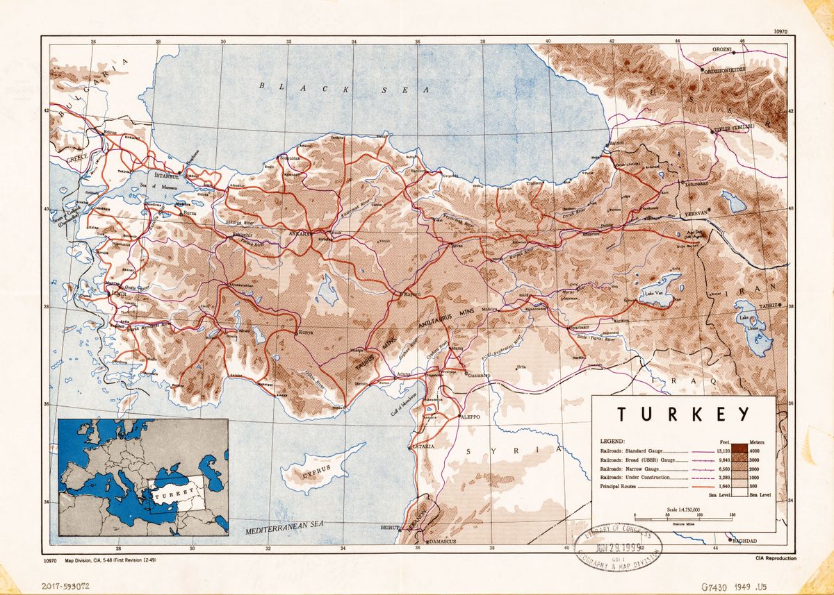 'Map of Turkey 1949' Poster, picture, metal print, paint by Janice M ...