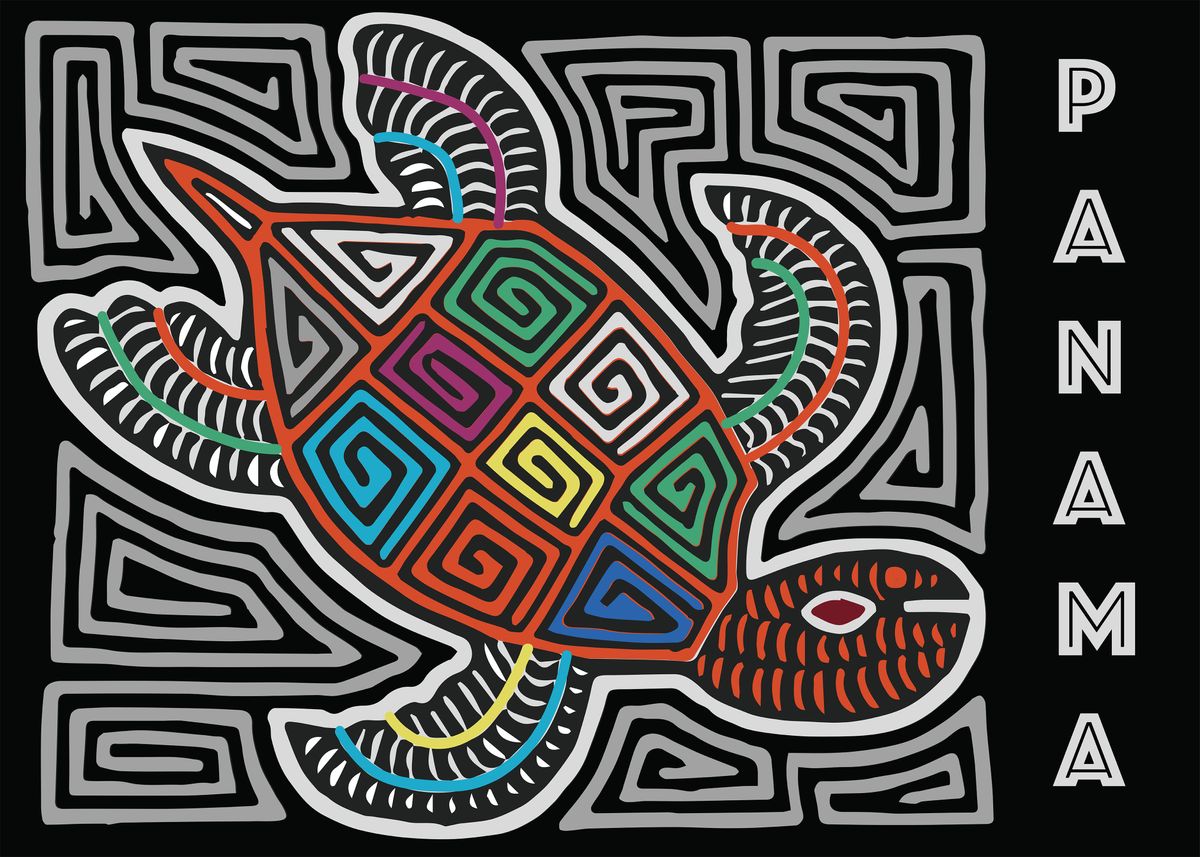 'mola kuna turtle from pana' Poster, picture, metal print, paint by ...