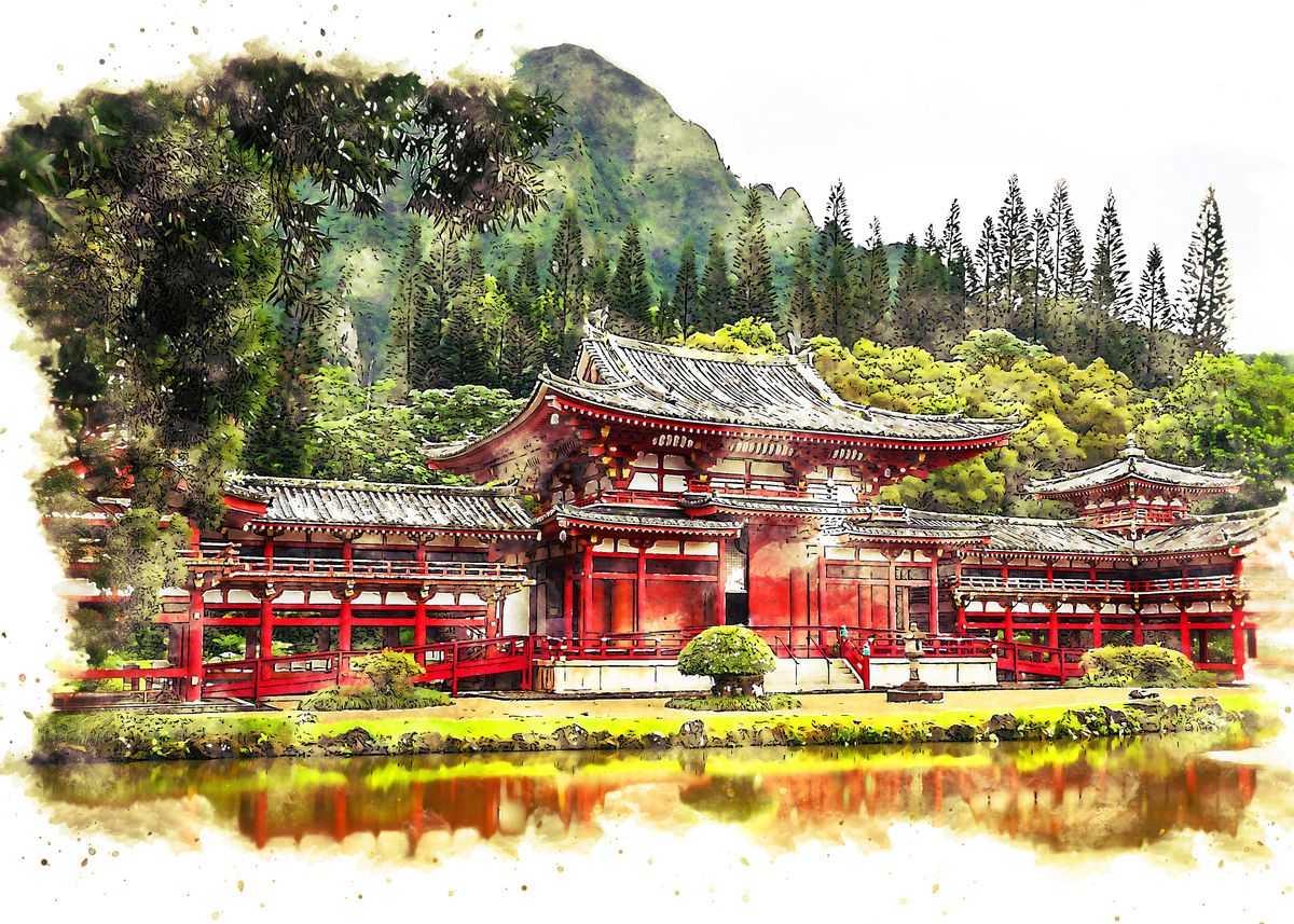 'Japanese Temple' Poster by OliArt | Displate