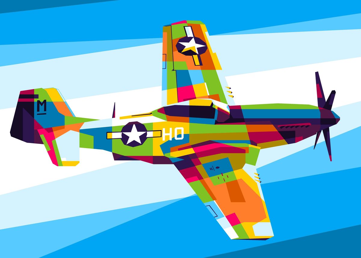 'Mustang Aircraft' Poster, picture, metal print, paint by Lintang ...