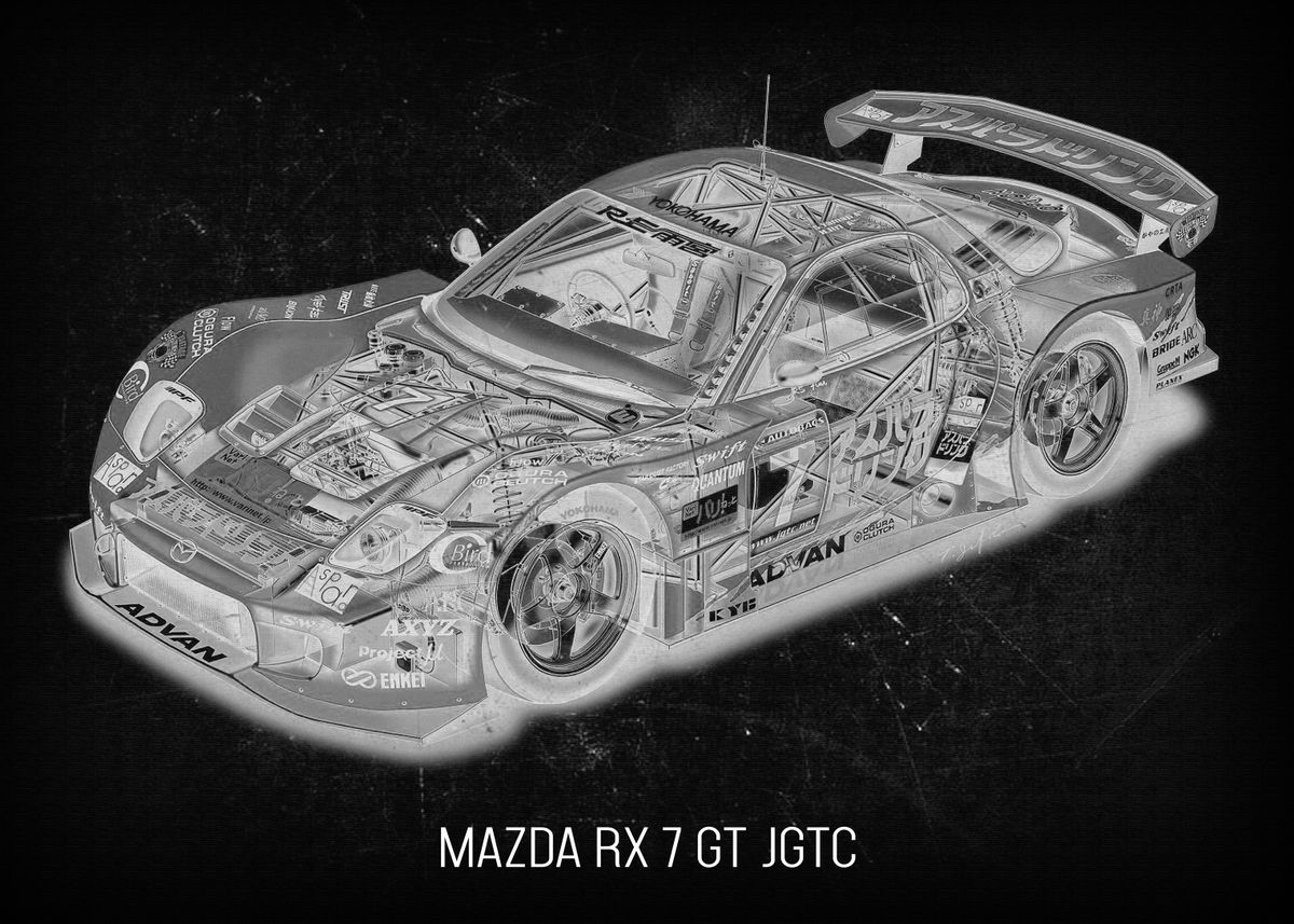 'Mazda RX7 GT JGTC' Poster, picture, metal print, paint by JAT DESIGNS ...