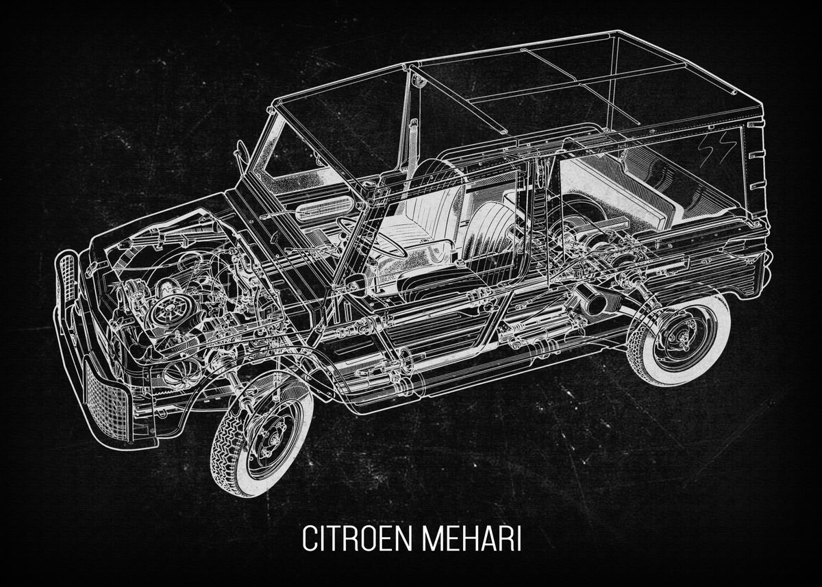 'Citroen Mehari' Poster, picture, metal print, paint by JAT DESIGNS ...