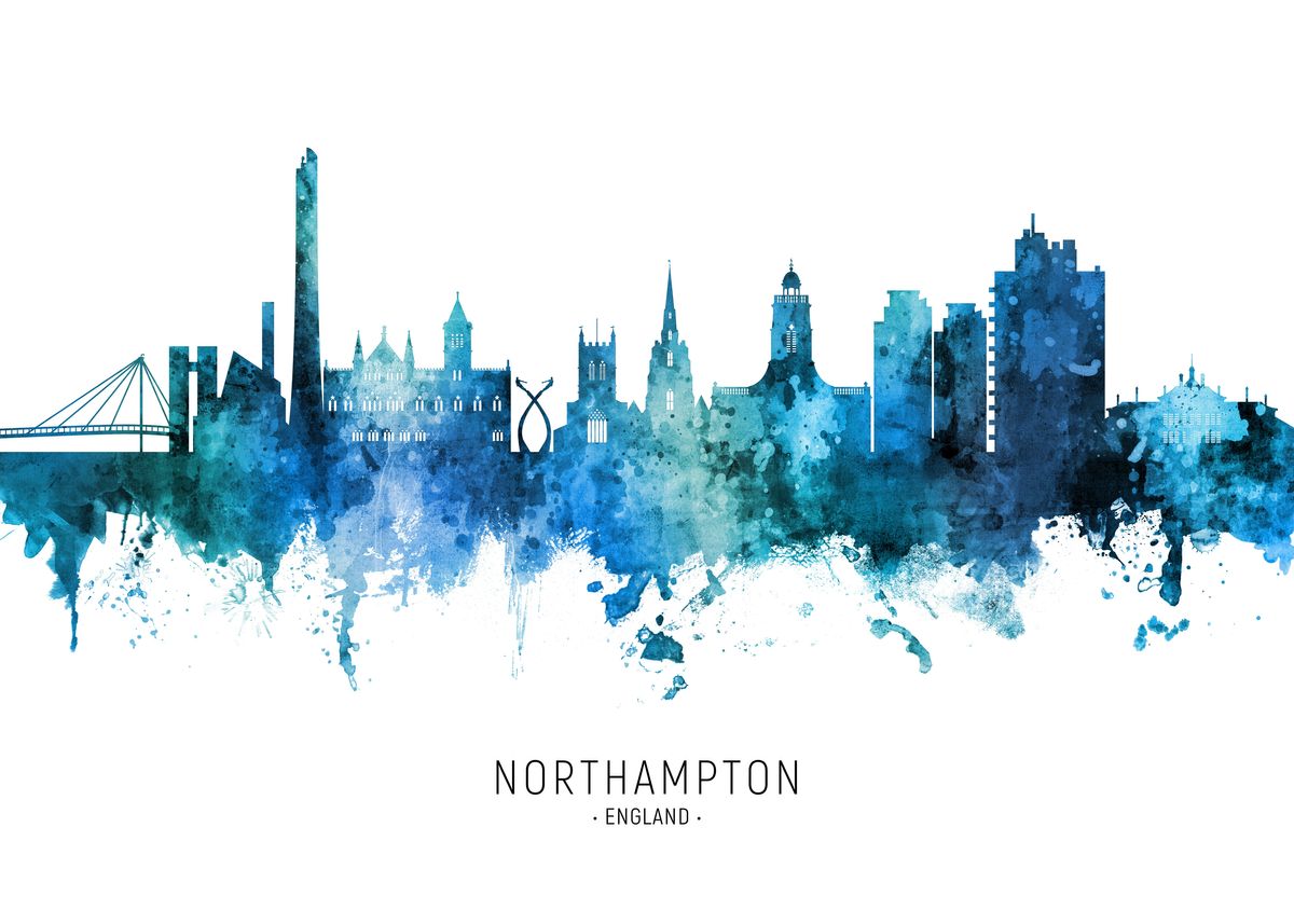 'Northampton Skyline' Poster, picture, metal print, paint by Michael ...